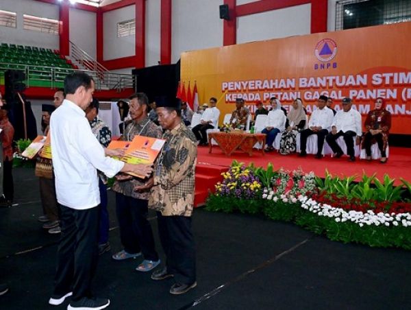 Jokowi Serahkan Bantuan Stimulan Bagi Petani Gagal Panen Terdampak Bencana Banjir